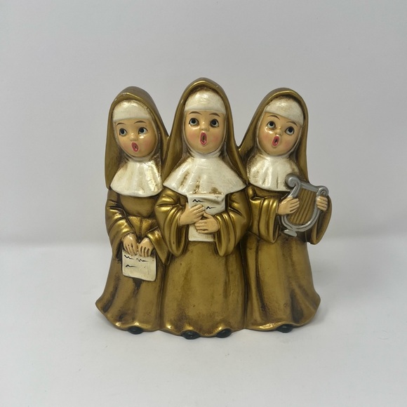 Holiday | Vintage Golden Nuns Singing Trio Figure Harp Sheet Music ...